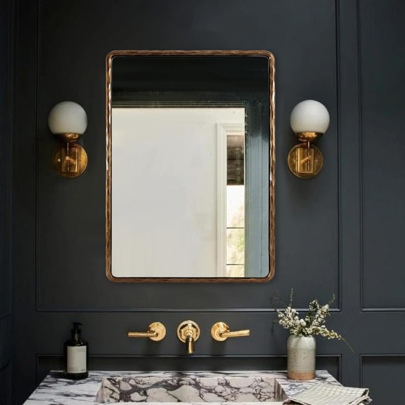 Latitude Run® Brunilde Antique Forged Iron Rectangle Wall Mirrors Wrought Iron Mirror Hand ...